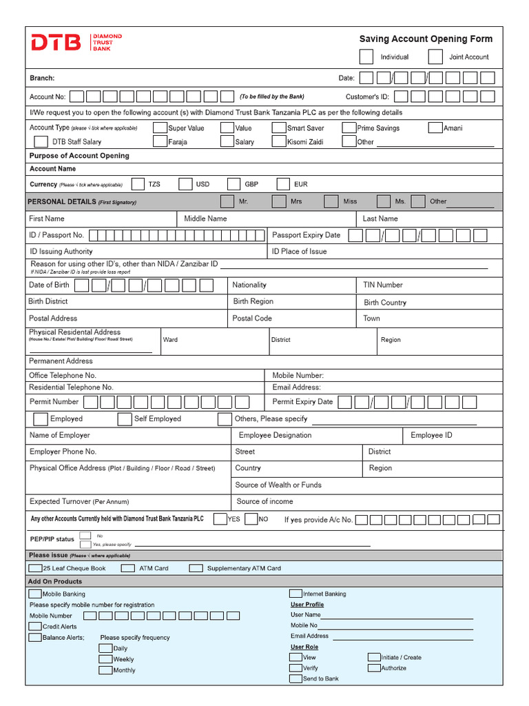 DTB Individual Account Opening Form - 2 | PDF | International Law ...