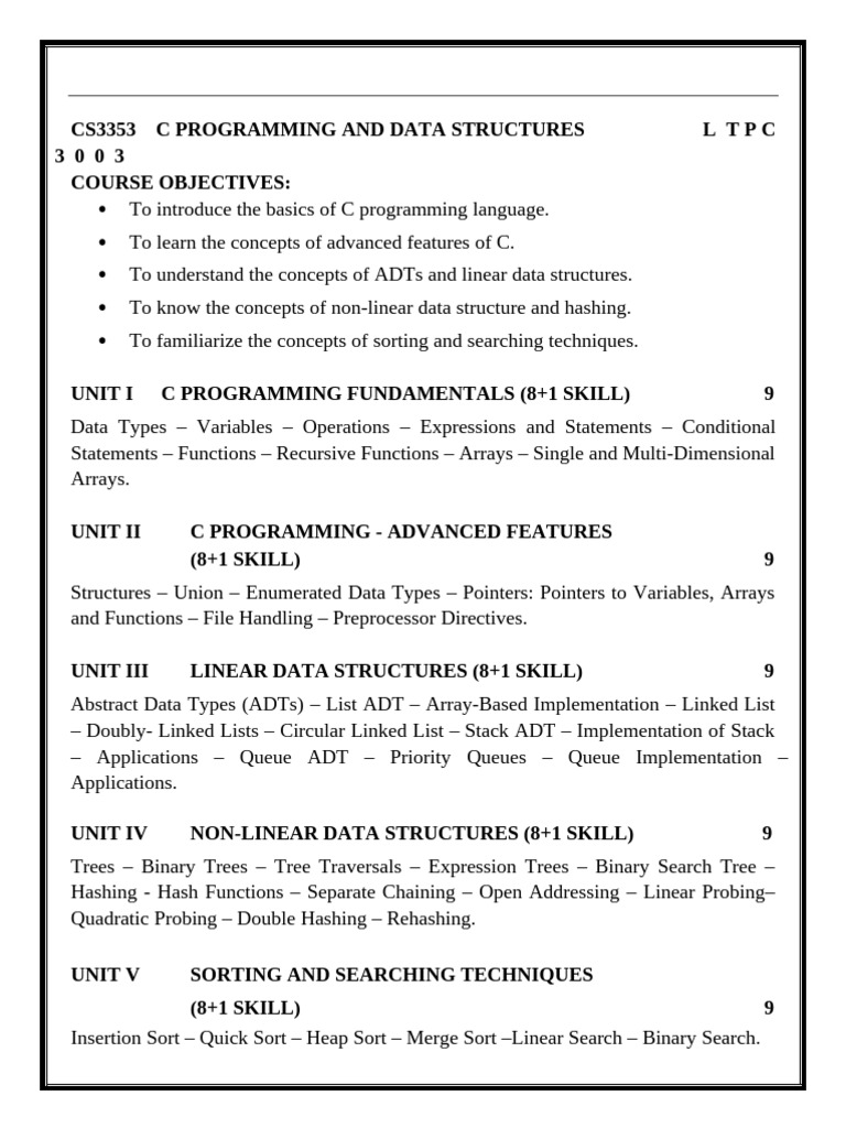 CS3353C PROGRAMMING AND DATA STRUCTURES | PDF | Integer (Computer Science) | Data Type