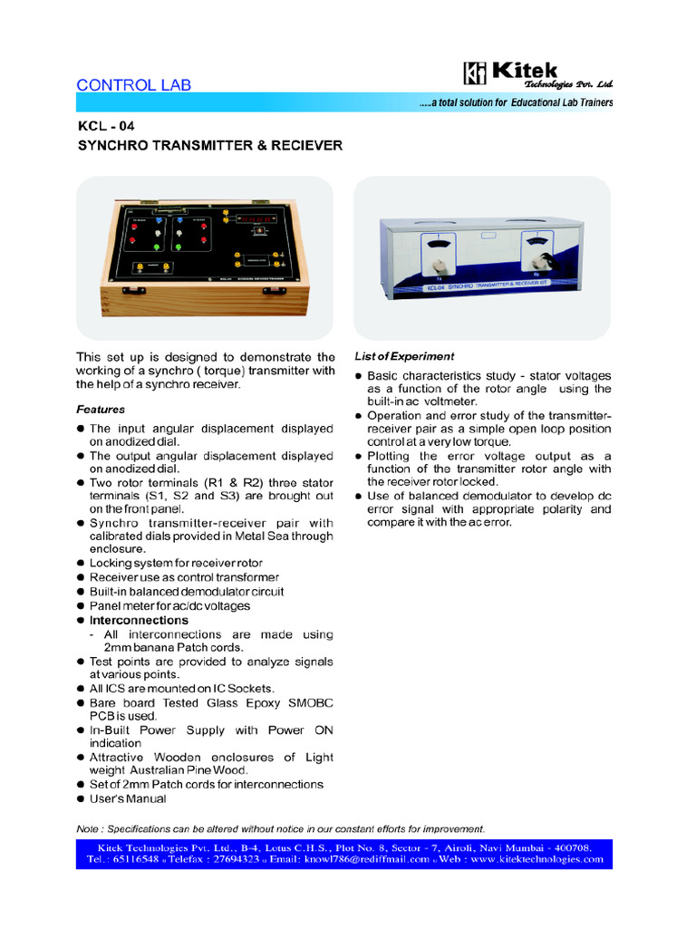 Synchro Transmitter Receiver | PDF