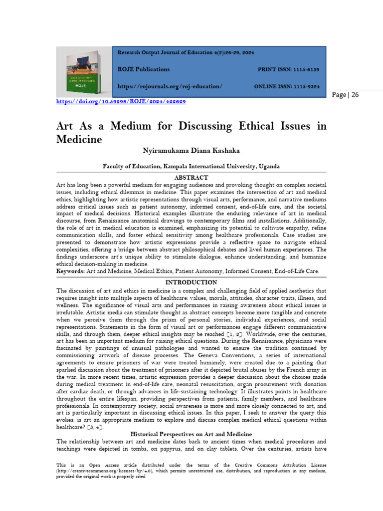 Art As A Medium For Discussing Ethical Issues in Medicine (WWW - Kiu.ac ...
