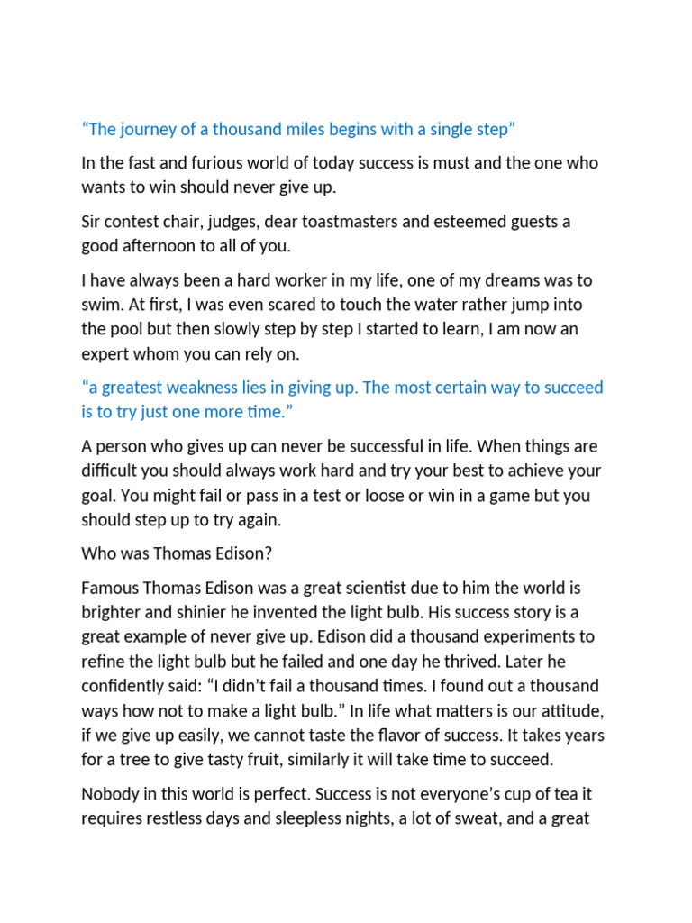 - Never give up - | PDF