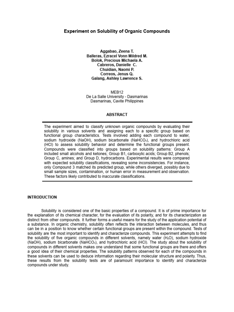 G2 Solubility Sci Paper (1) | PDF | Solubility | Chemical Polarity