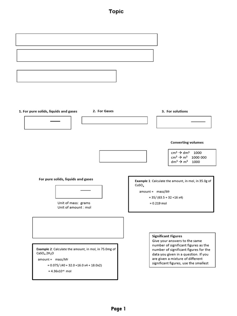 Unit 1 Note (1) | PDF | Mole (Unit) | Gases