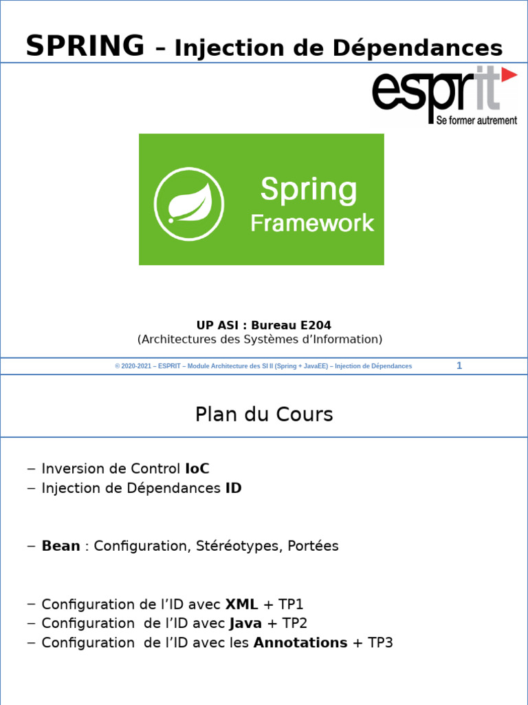 3 - Spring Injection de Dépendances | PDF | Java (Langage de programmation) | Ingénierie des ...