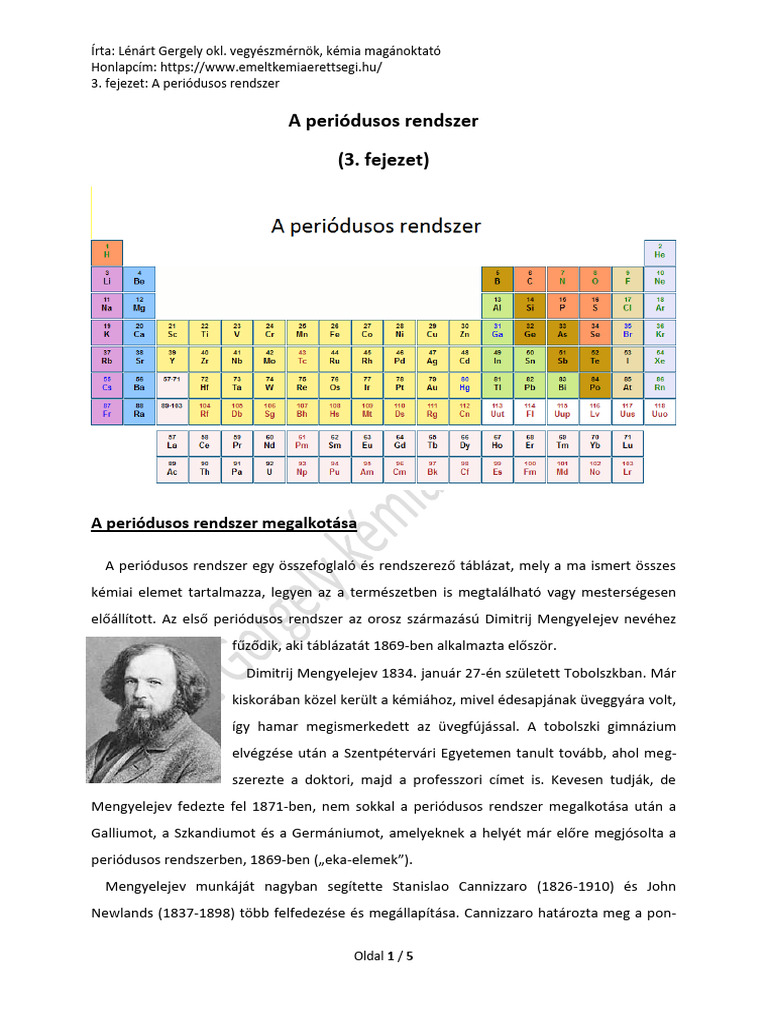 3.fejezet A periódusos rendszer | PDF