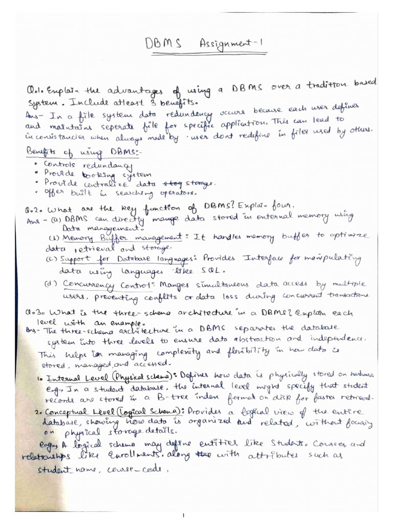 DBMS assignment 1 | PDF