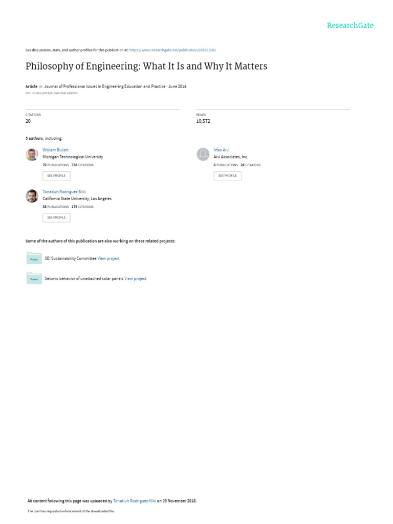 ASCE Journal of Professional Issues - Philosophy of Engineering What ...