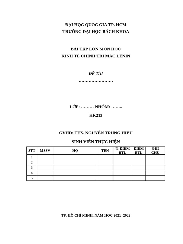 HK213 - Bìa BTL - Báo Cáo KQLVN | PDF