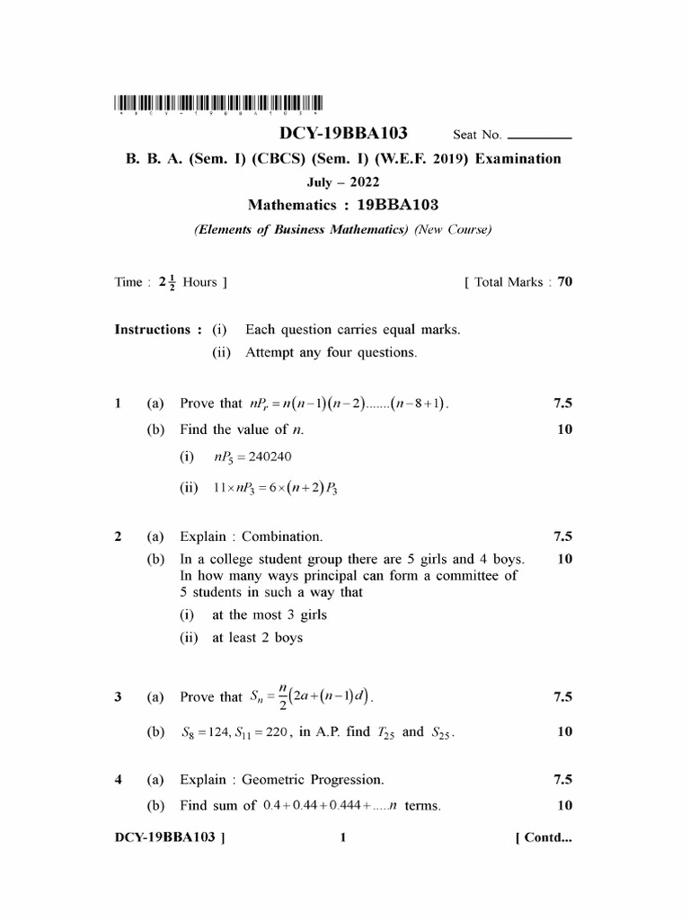 2022elements of Business Mathematics | PDF