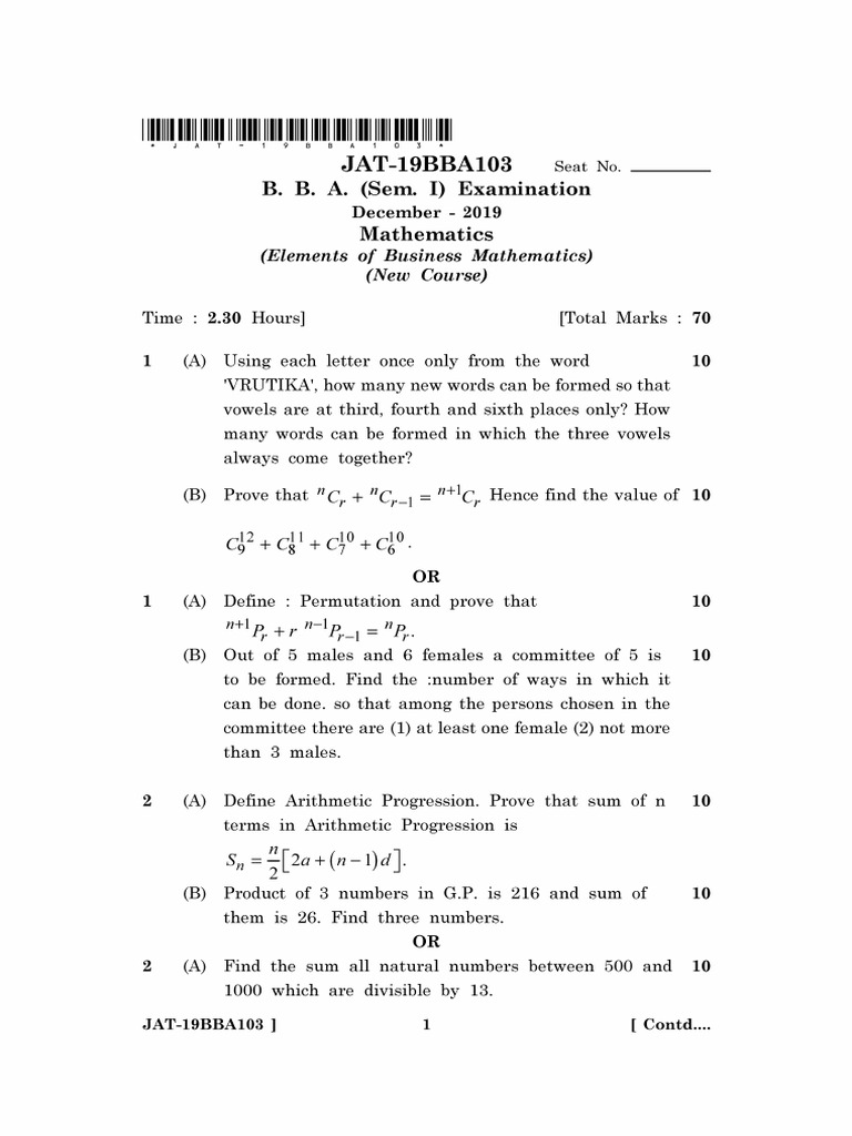 B.B.A. Paper Notes | PDF