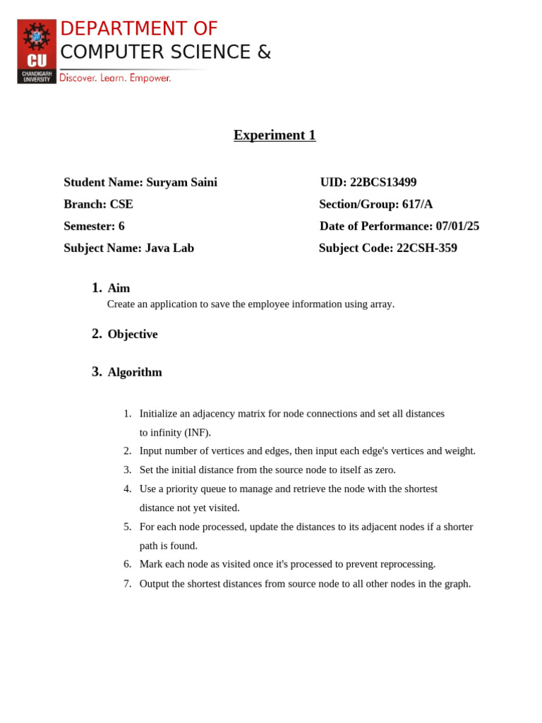 Dijkstra's Algorithm Implementation in Java | PDF | Vertex (Graph ...