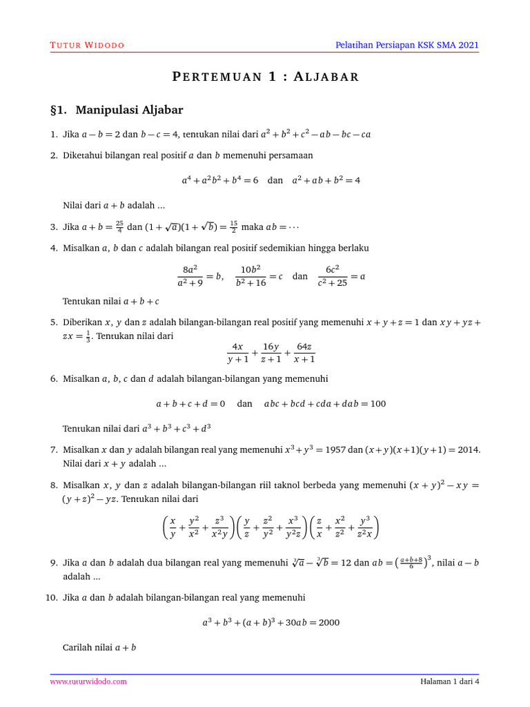 Aljabar Sma4 Ska 2021 | PDF