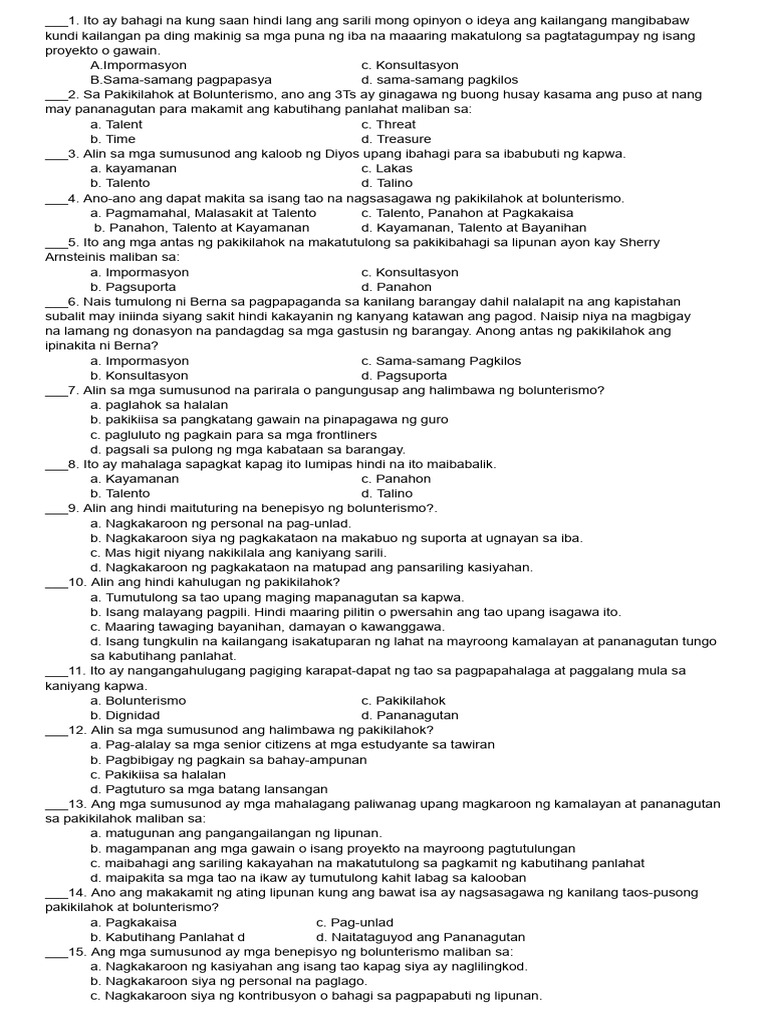ESP9 Quarter 2 Reviewer | PDF