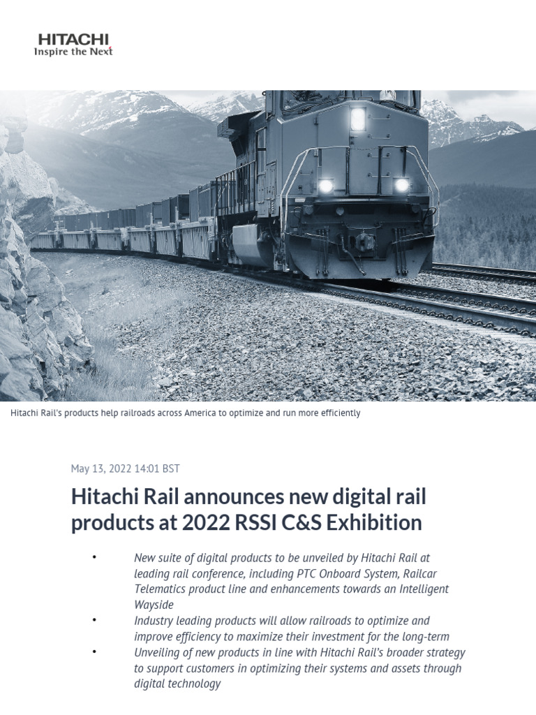 Hitachi Rail Announces New Digital Rail Products at 2022 RSSI C&S ...