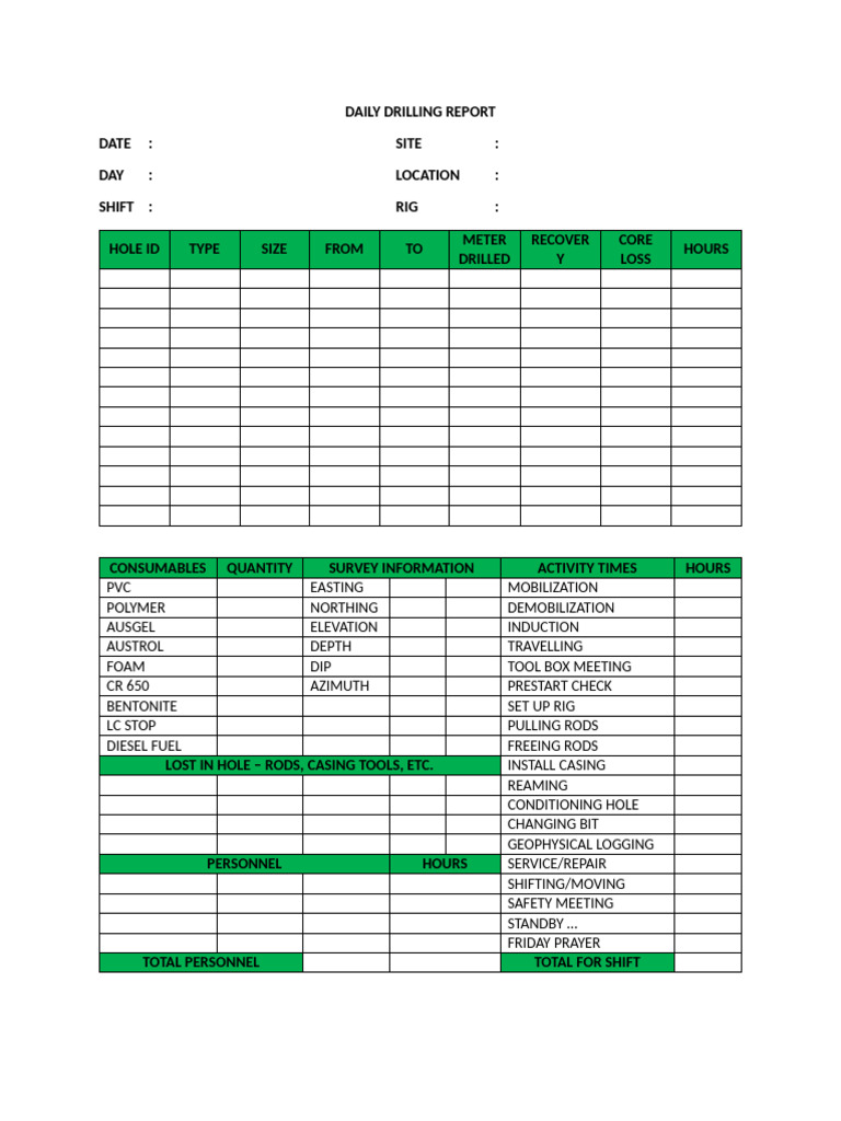Draft Daily Drilling Report | PDF