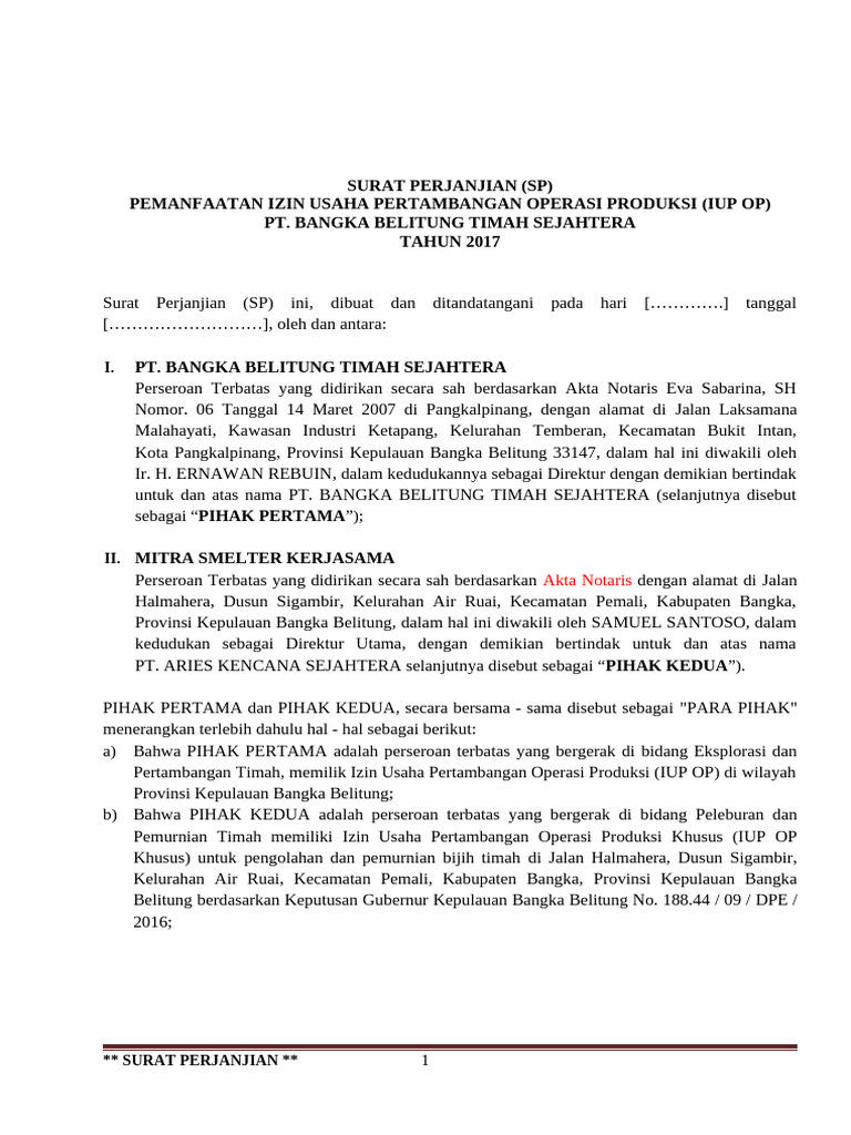 Surat Perjanjian Bbts-Aks | PDF