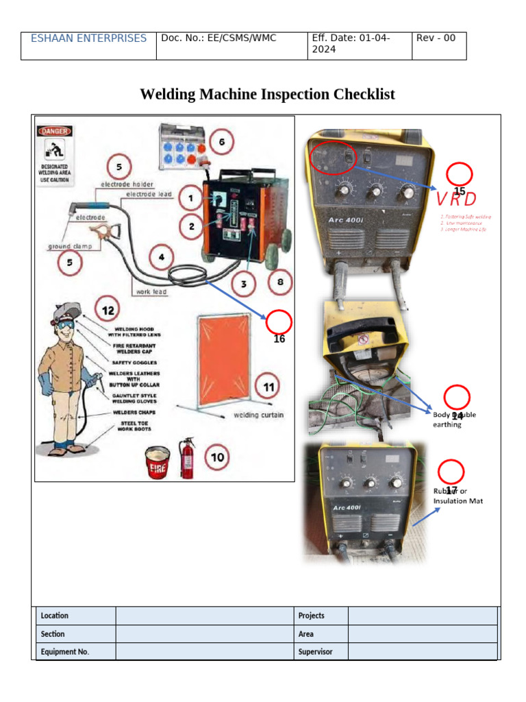 Welding Machine Inspection Checklist | PDF | Welding | Construction