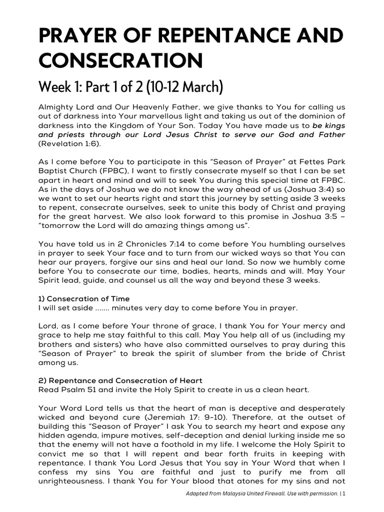 PRAYER-OF-REPENTANCE-AND-CONSECRATION-final | PDF | Jesus | Prayer