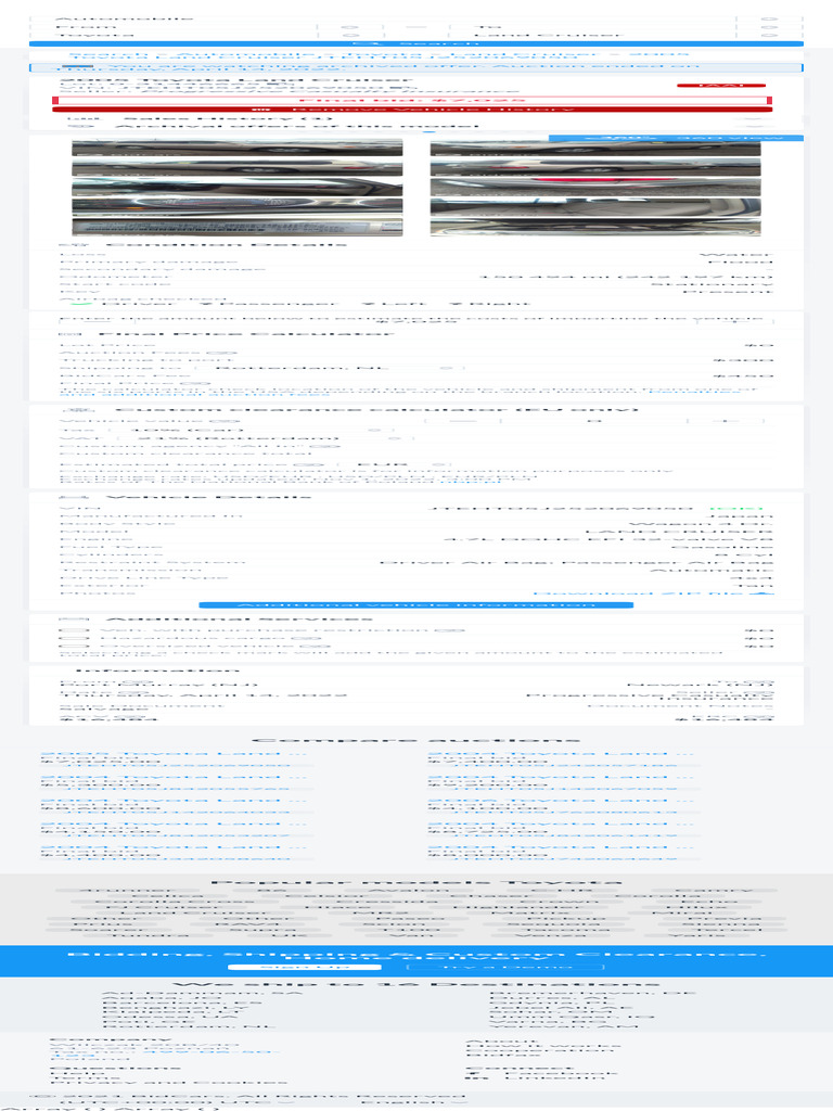 2005 Toyota Land Cruiser JTEHT05J252069050 Bid History - BidCars | PDF ...