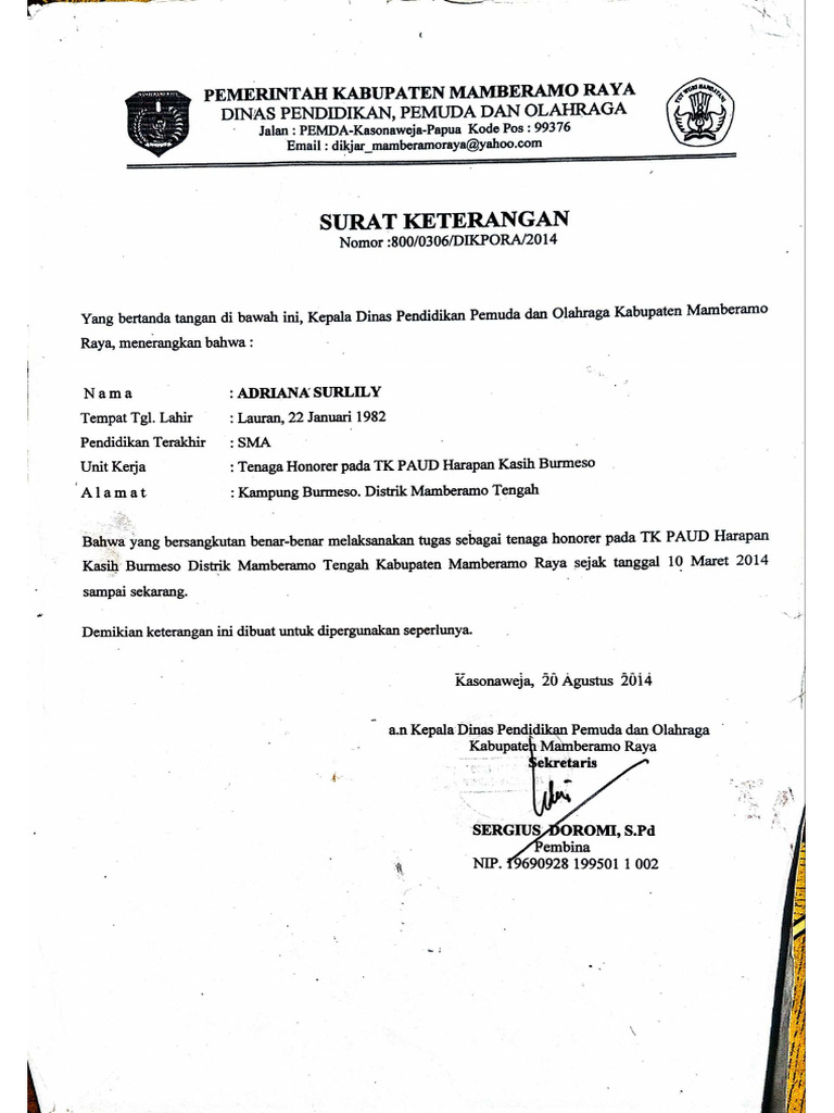 surat aktif kerja | PDF
