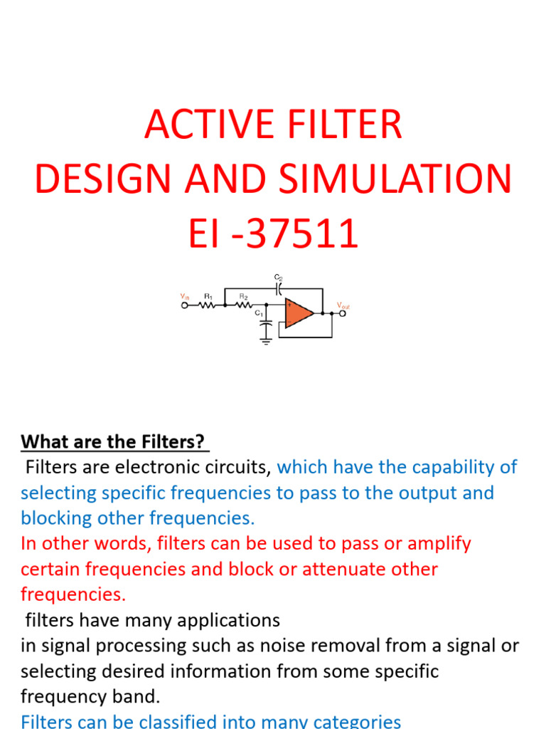 ACTIVE FILTER ppt to pdf | PDF | Electronic Filter | Passivity (Engineering)