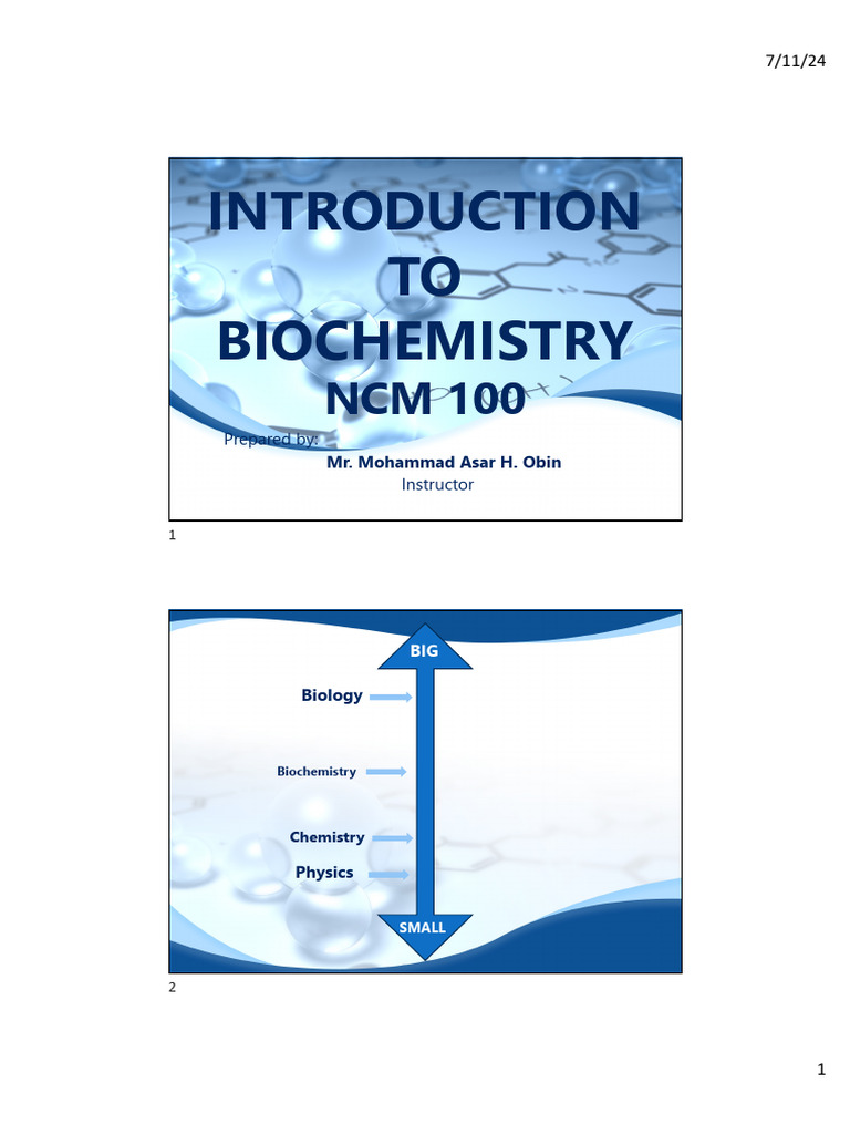 1topic Introduction To Biochemistry | PDF | Carbohydrates | Polysaccharide