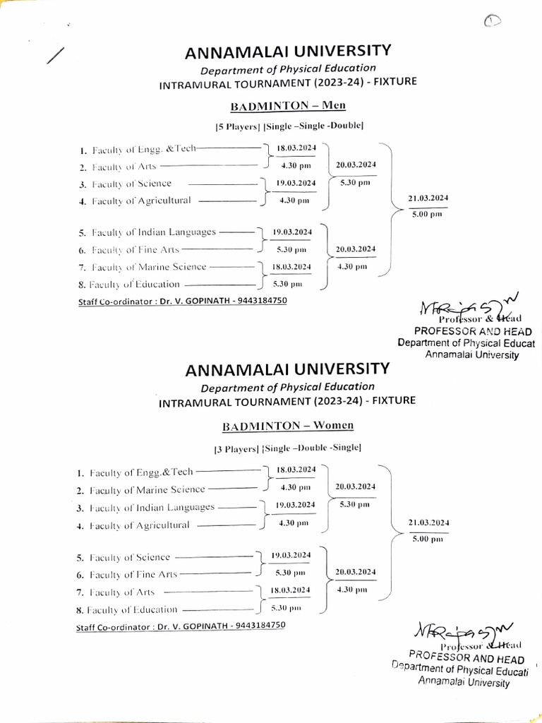 Intramural Tournament 2023-24 | PDF | Sports | Academia