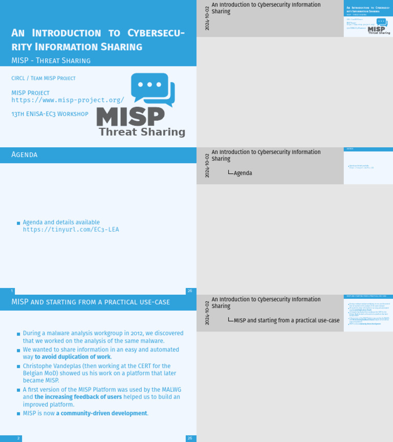 0 Misp Introduction To Information Sharing - Handout | PDF | Computer Security | Security