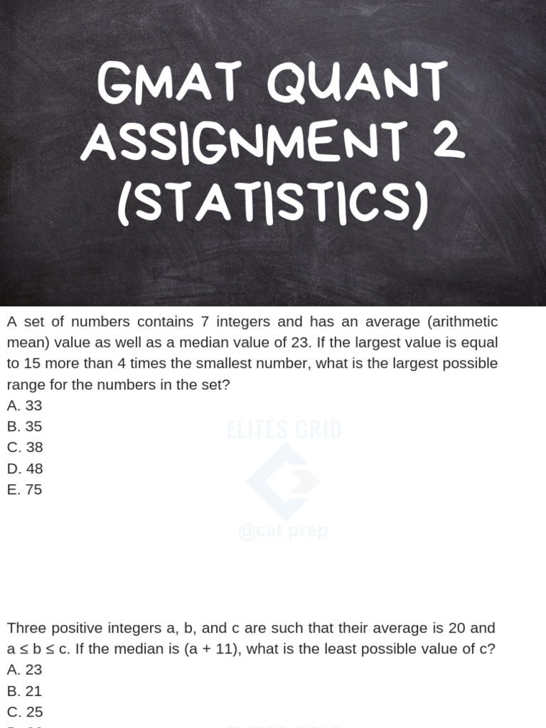 Gmat Quant Assignment 2 - Statistics | PDF