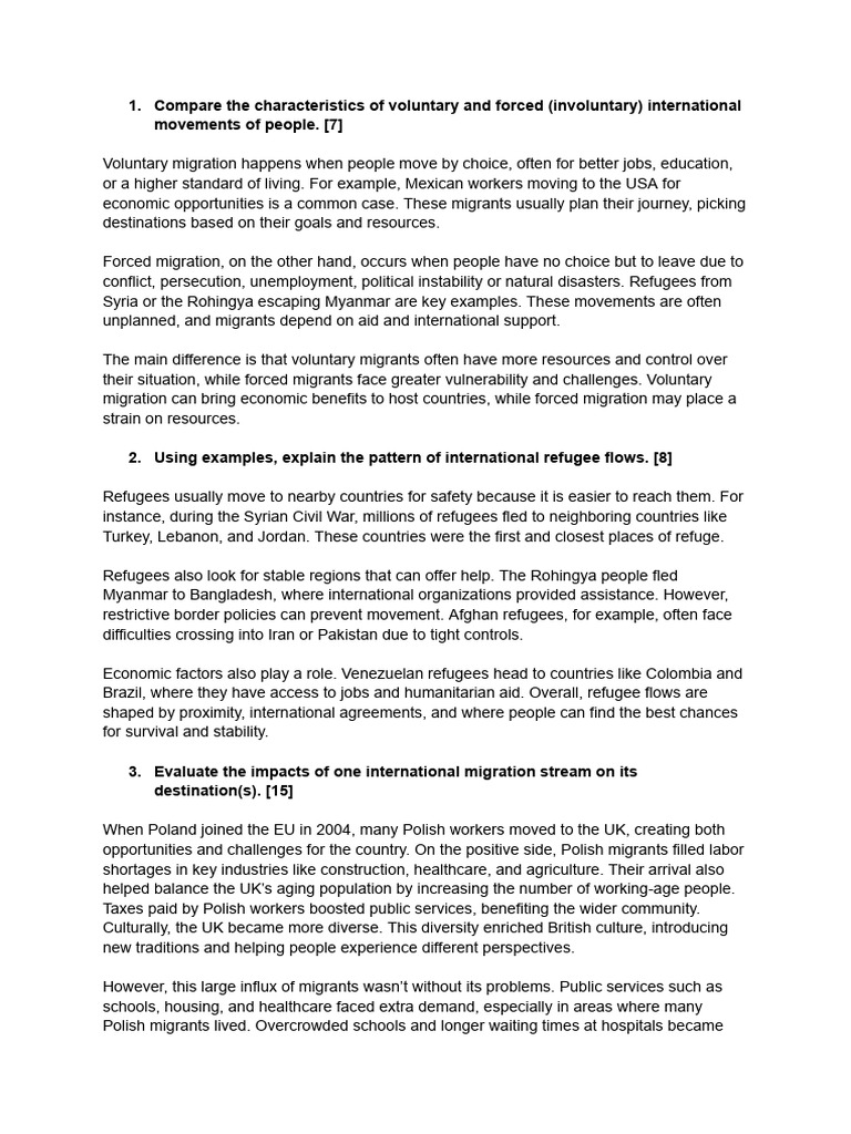 Voluntary vs. Forced Migration Analysis | PDF | Human Migration | Refugee