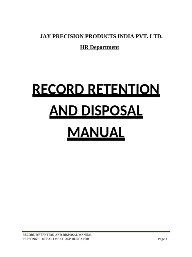 Record Retention & Disposal Manual | PDF | Recruitment