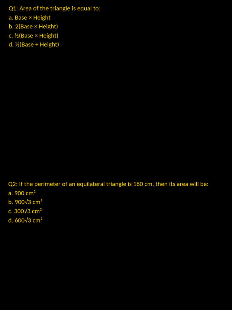 Herons Formula Questions | PDF | Area | Triangle