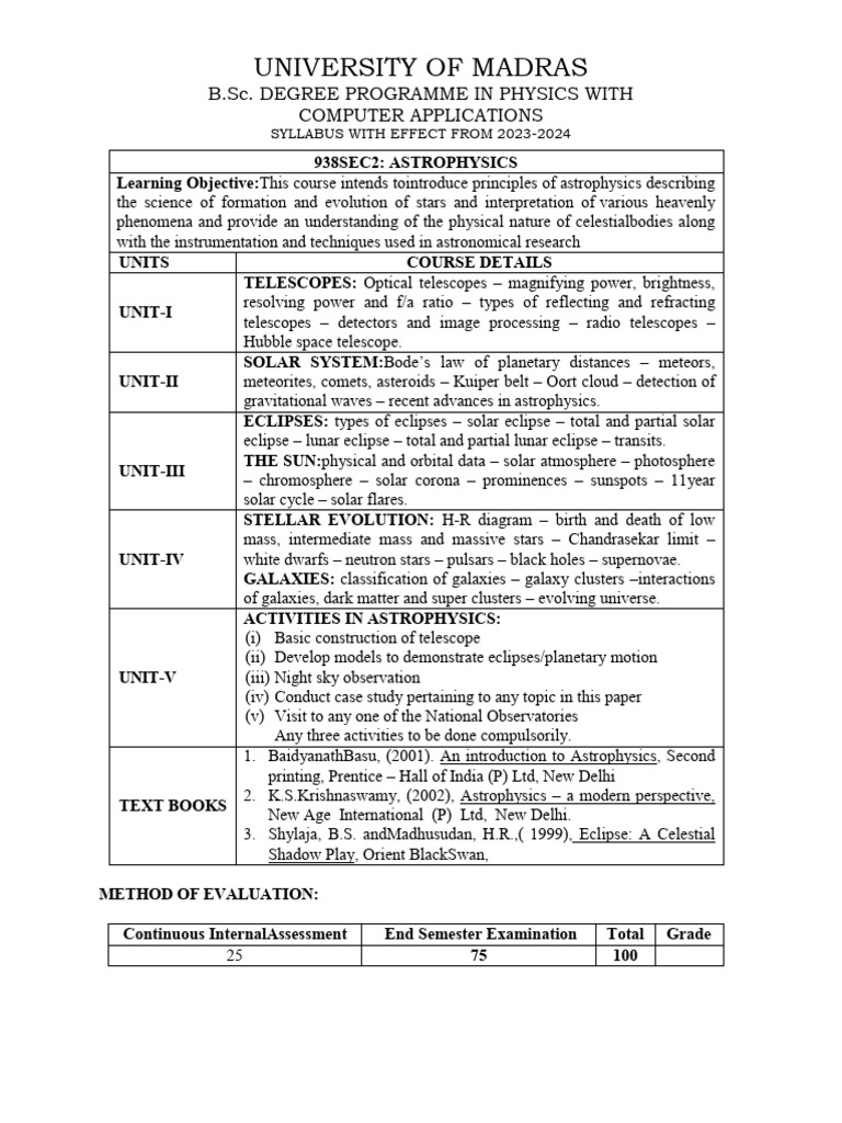 Astrophysics Course Overview | PDF | Astrophysics | Stars