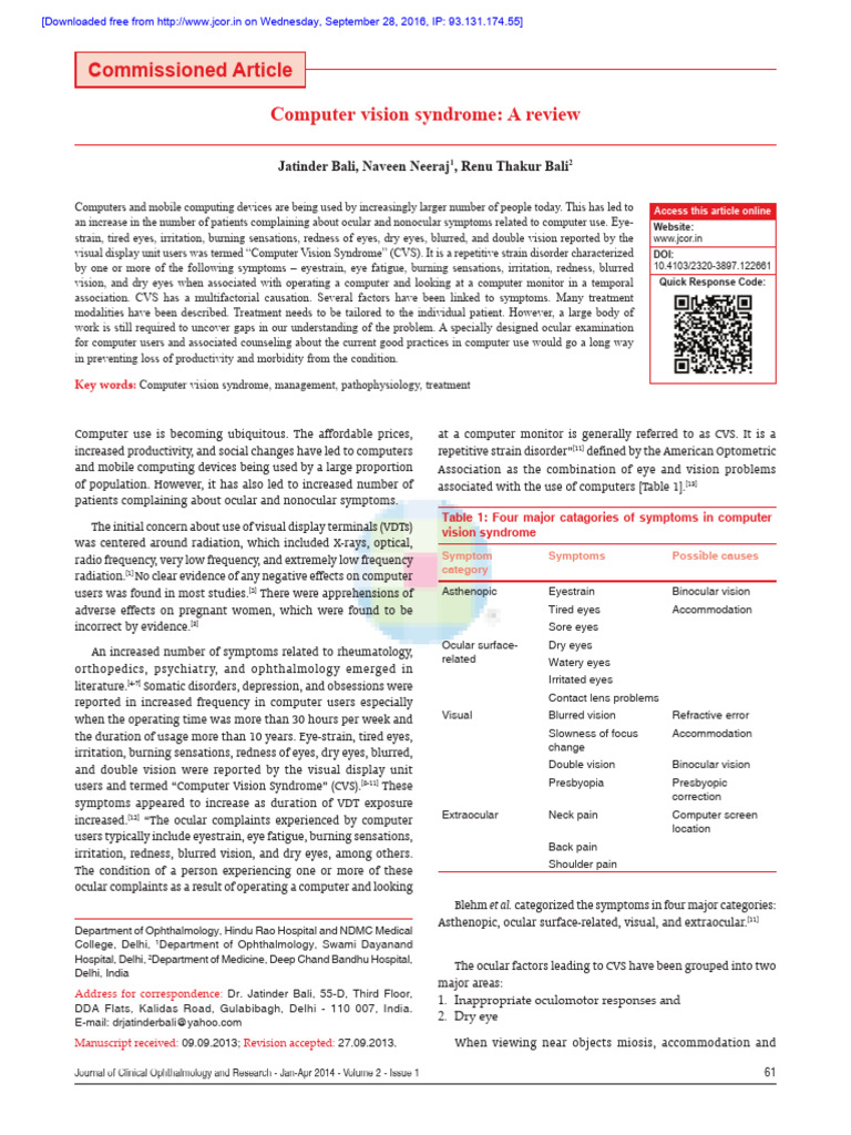 Understanding Computer Vision Syndrome | PDF | Human Eye | Myopia