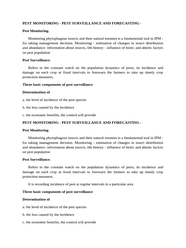 Pest Surveillance and Forecasting Guide | PDF | Forecasting | Pest ...