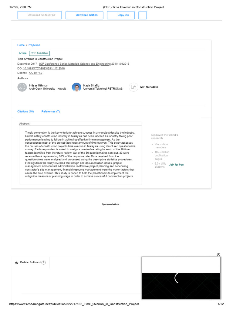 (PDF) Time Overrun in Construction Project | PDF | Cronbach's Alpha ...