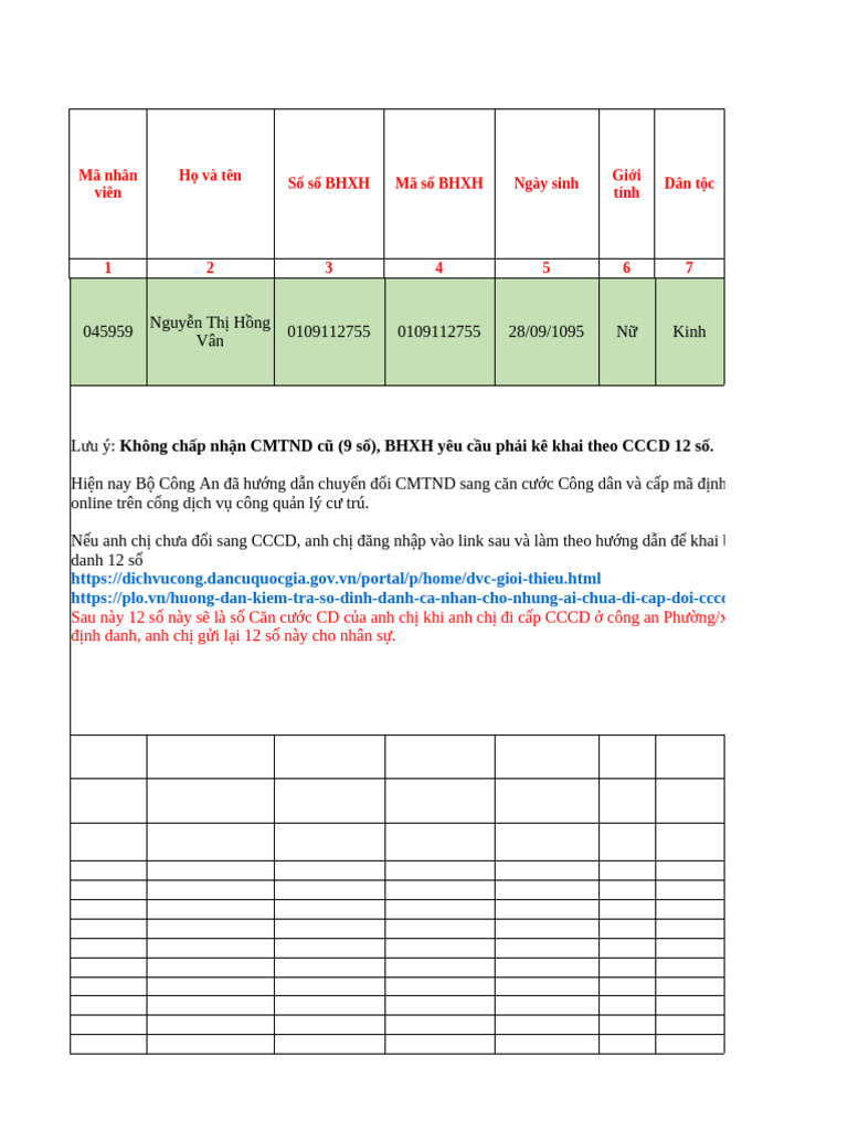 CBNV Kê Khai BHXH Final | PDF