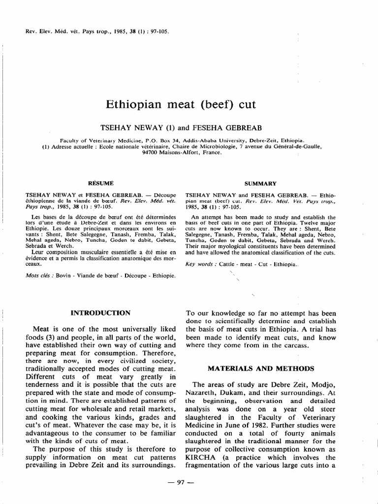 Ethiopian Beef Cuts | PDF | Meat | Soft Tissue