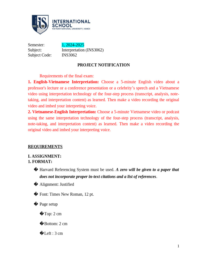 INS3062 - Final Project Requirements - HK1 2024-2025 | PDF