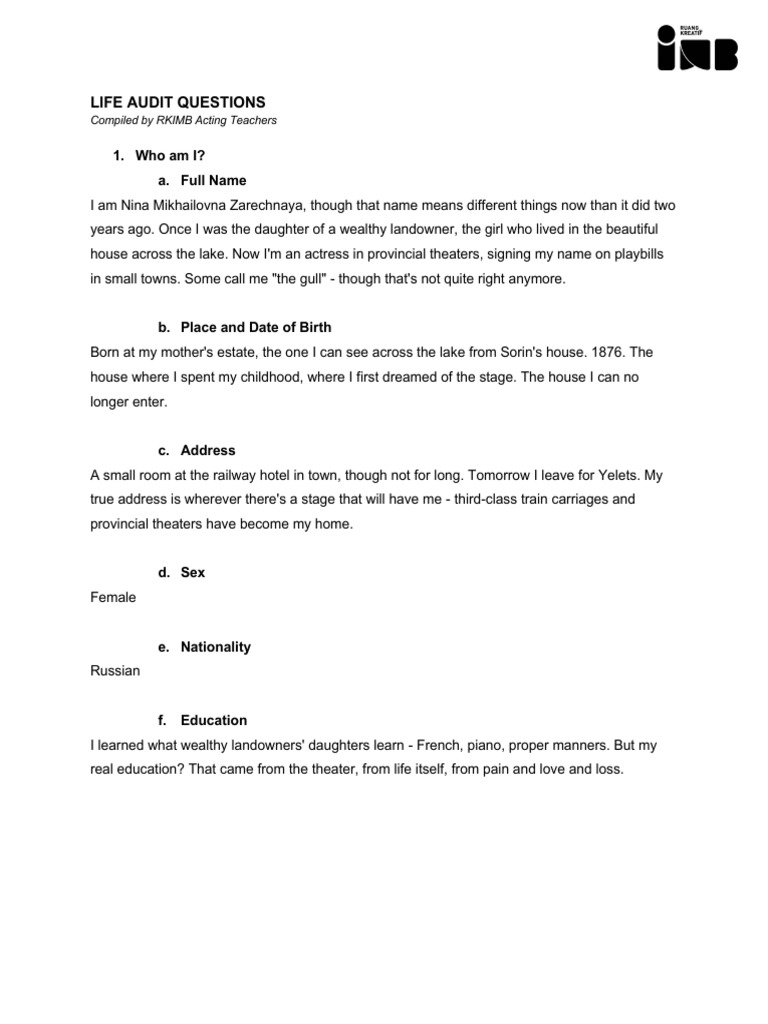 Life Audit Questions Nina | PDF