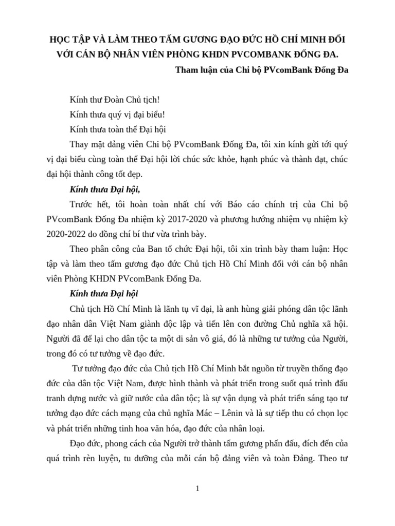 Tham Luan Bai Hoc Dao Duc HCM - T3.2020 | PDF