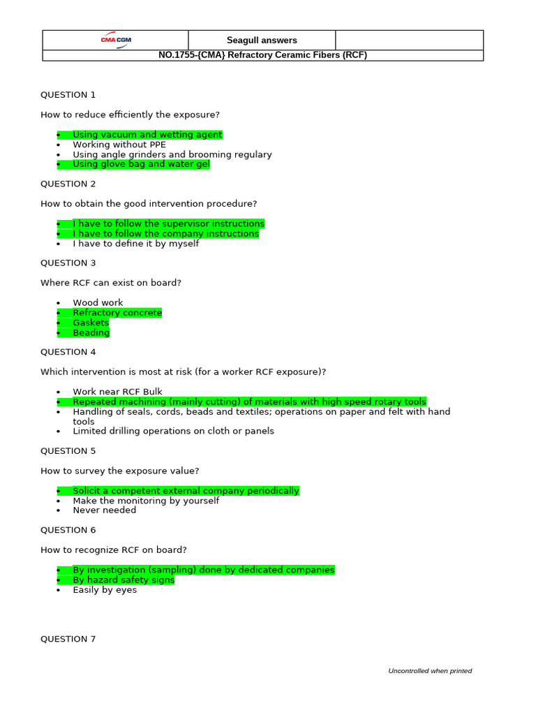 NO.1755 - (CMA) Refractory Ceramic Fibers (RCF) | PDF