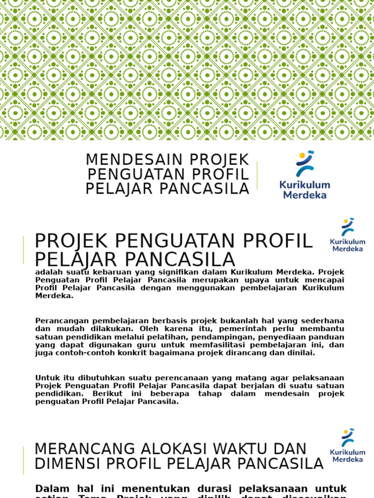 Mendesain Projek Penguatan Profil Pelajar Pancasila | PDF