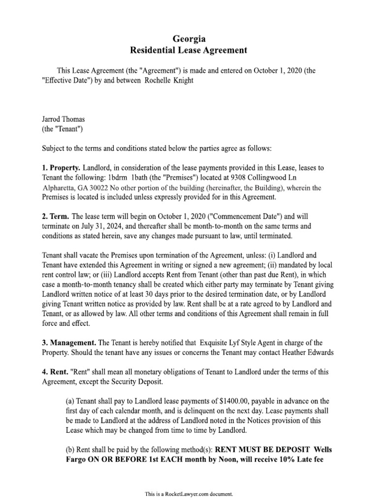 Jarrod Thomas Lease Agreement | PDF