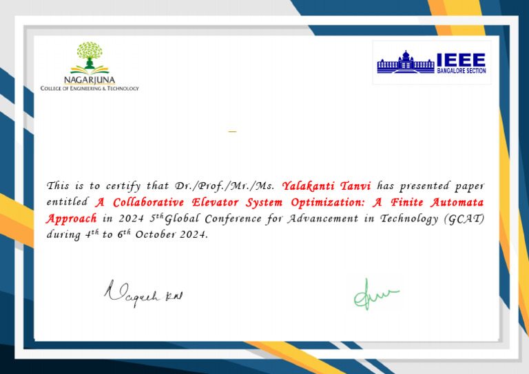 GCAT 2024 Paper Presentation Certificate | PDF
