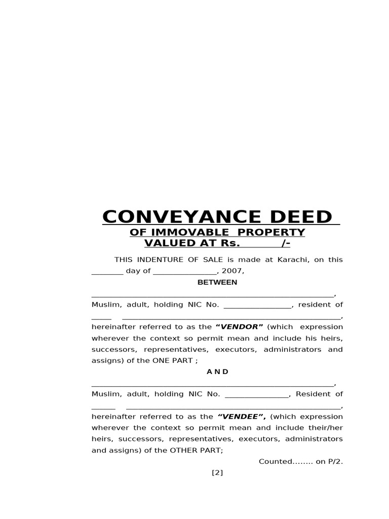 Conveyance Deed Blank | PDF | Civil Law (Common Law) | Natural Resources Law