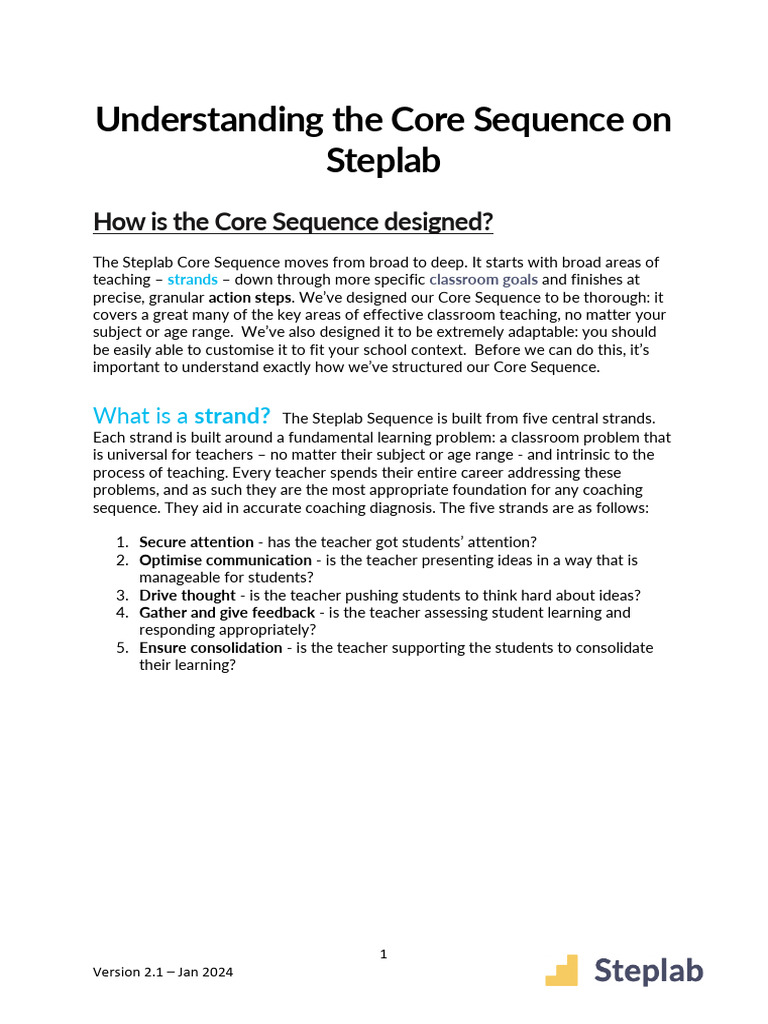 Understanding The Steplab Core Steps v2.2 | PDF | Teachers | Learning