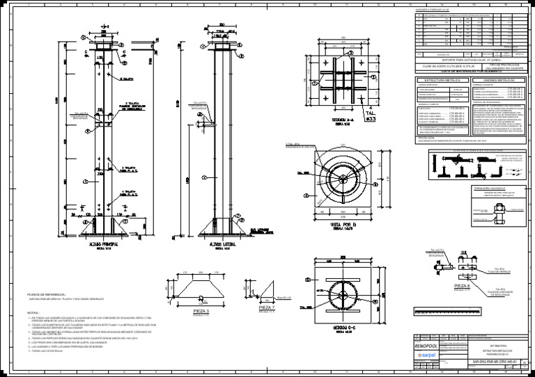 SAR-EnG-RNE-ME-DRW-046-00 Pararrayos at - Estructura Met Lica de Pararrayos de at | PDF ...