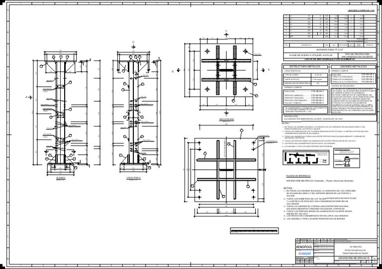 SAR-ENG-RNE-ME-DRW-042-00 TTs - Estructura Met Lica de Transformadores de Tensi N | PDF ...