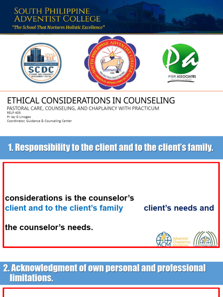 Lesson 12 Ethical Considerations in Counseling | PDF | Psychology ...